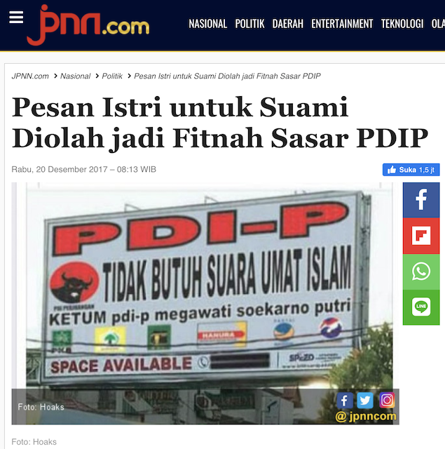 [Cek Fakta] Baliho Berisi Pesan PDIP Tidak Butuh Suara Umat Islam Hoaks, Begini Faktanya